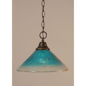 Kingston 100-Watt 1-Light Dark Granite Bowl Mini Pendant Light with ...