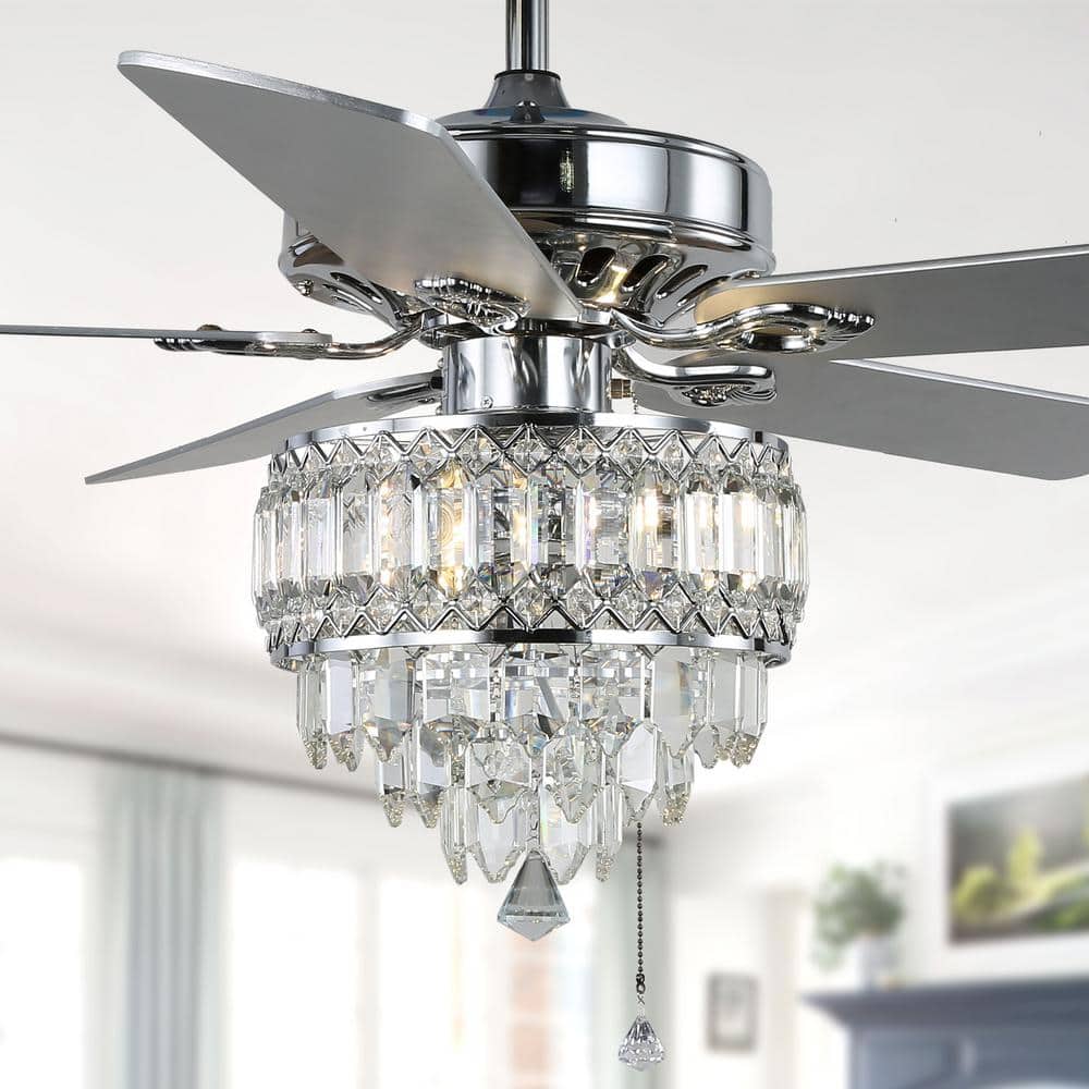 Bella Depot Luminelle 52 in. Indoor Chrome Luxury Crystal Ceiling Fan ...
