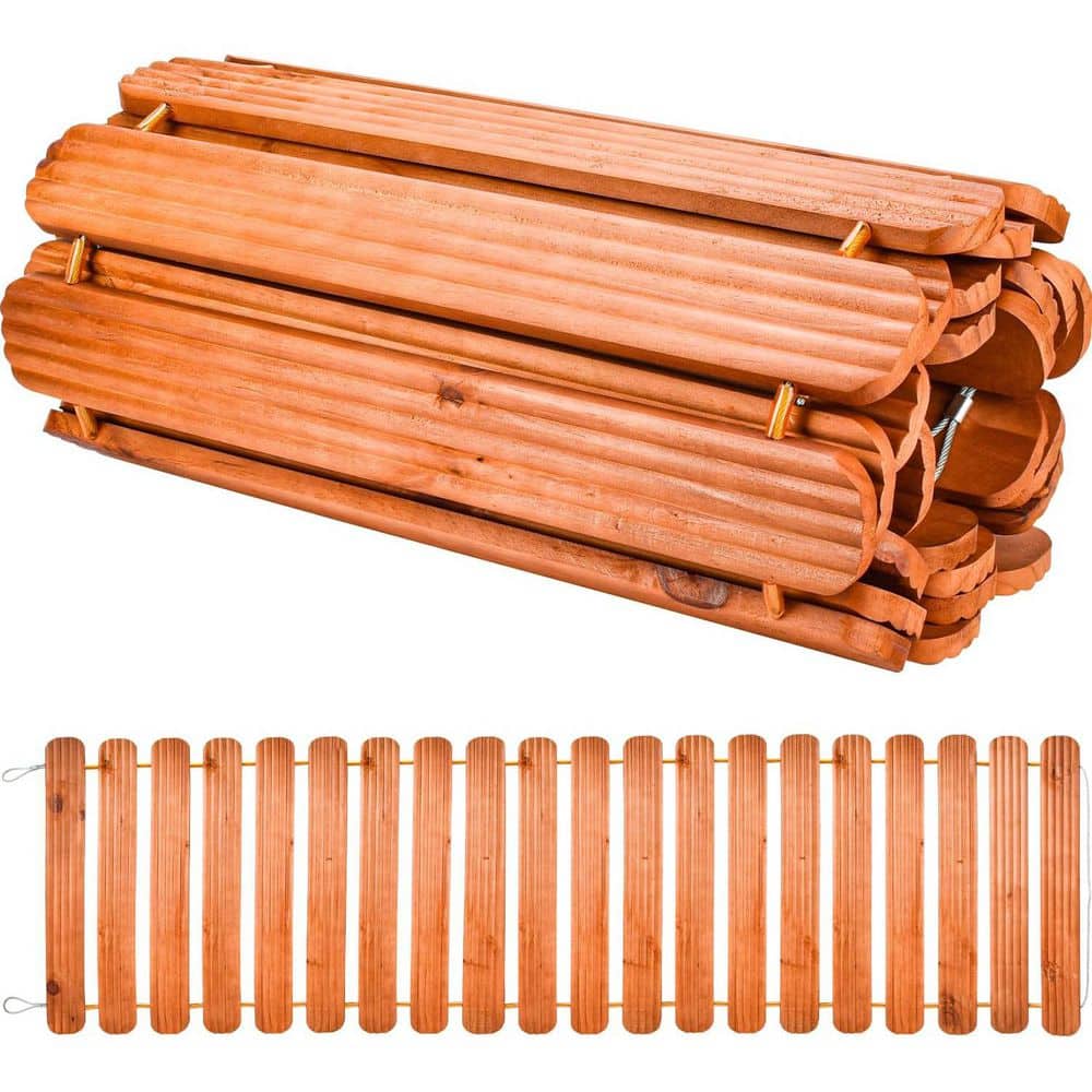 Oyezvary 8 ft. Cedar Wood Garden Pathway Weather-Resistant Roll Out ...