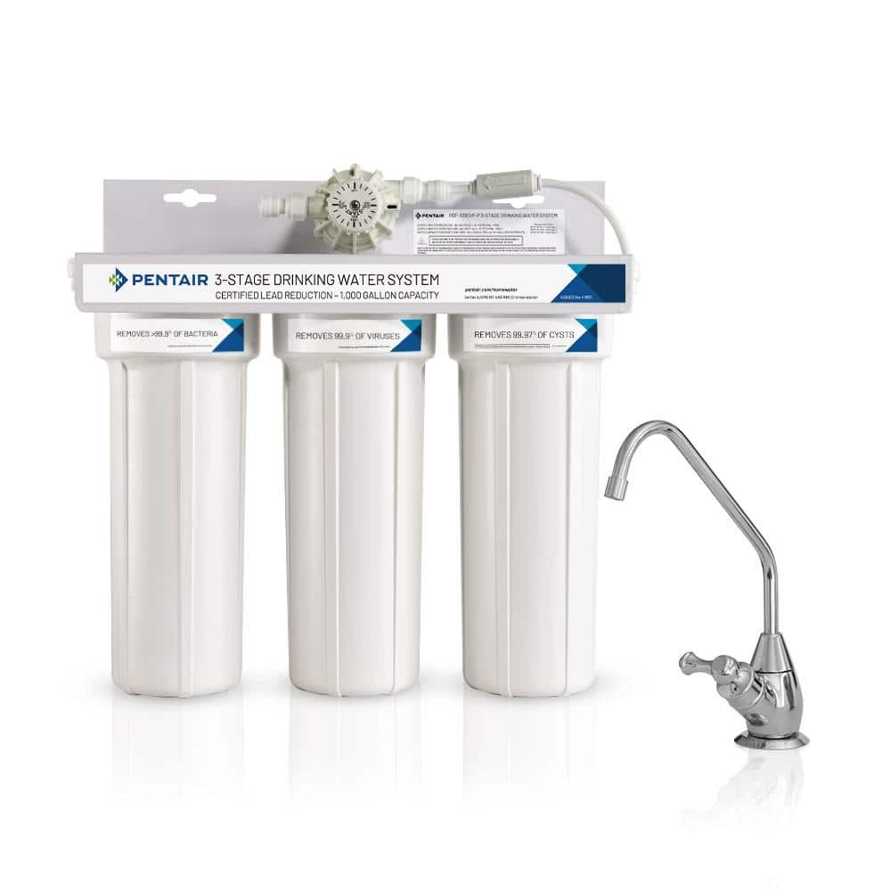 PENTAIR Drinking Water Purifier Dispenser Filtration System with Chrome ...