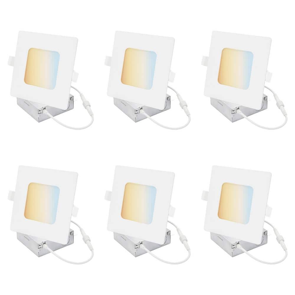 Sunlite 6 in. Square White Color Selectable 75-Watt Equivalent Recessed ...