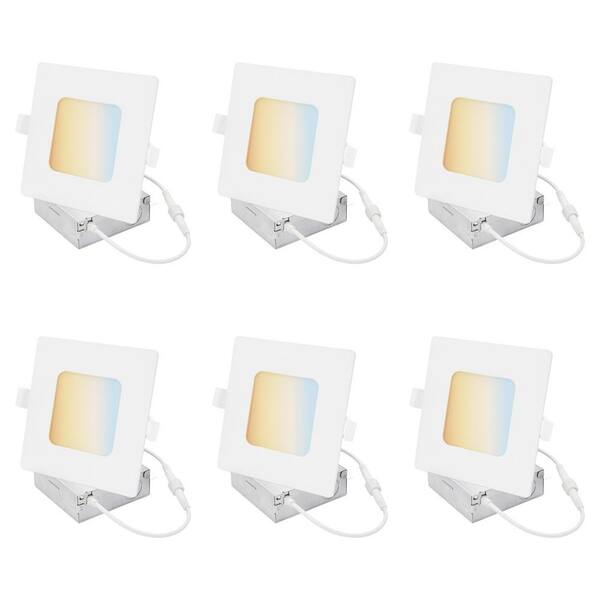 Sunlite 6 in. Square White Color Selectable 75-Watt Equivalent Recessed ...