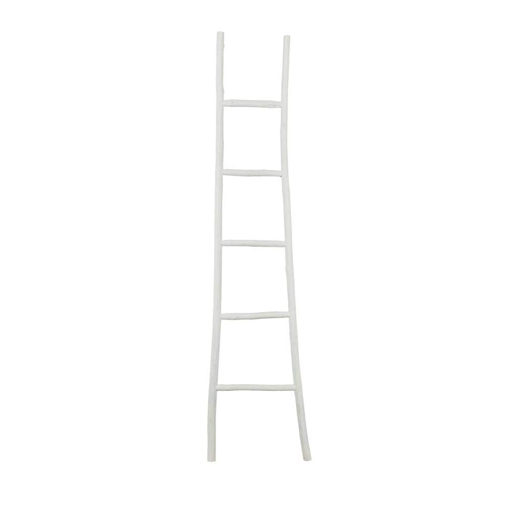 Litton Lane Celina 73 in. Tall White Handmade Wood Slanted Ladder with ...
