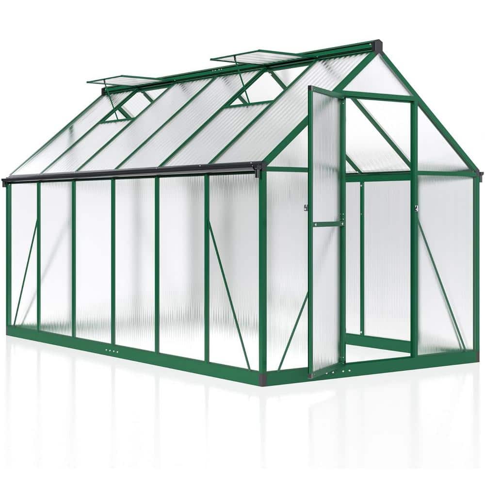 VIWAT 6 ft. W x 11 ft. D Greenhouse for Outdoors, Polycarbonate Greenhouse with Quick Setup ...