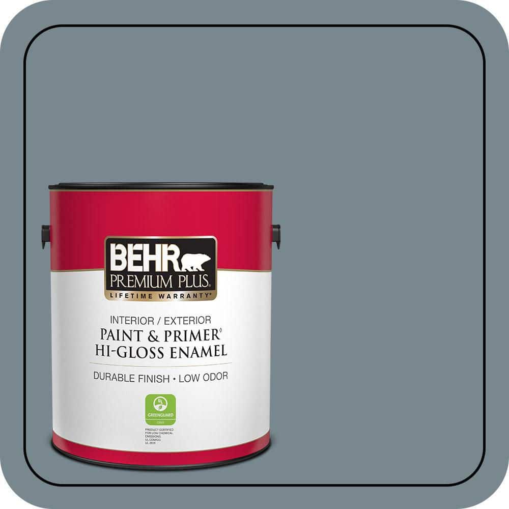 BEHR PREMIUM PLUS 1 gal. #N470-5 Norwegian Blue Hi-Gloss Enamel ...