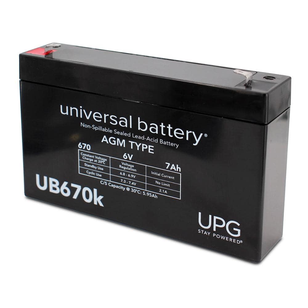 UPG 6-Volt 7 Ah F1 Sealed Lead Acid (SLA) AGM Rechargeable Battery ...