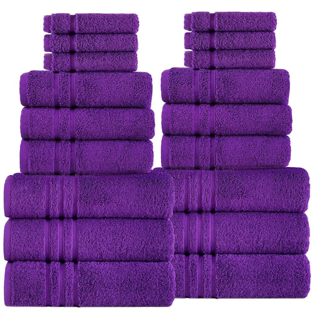 Hawmam Linen Premium 18-Piece Turkish Cotton Towel Set :Lilac:-6 Bath ...