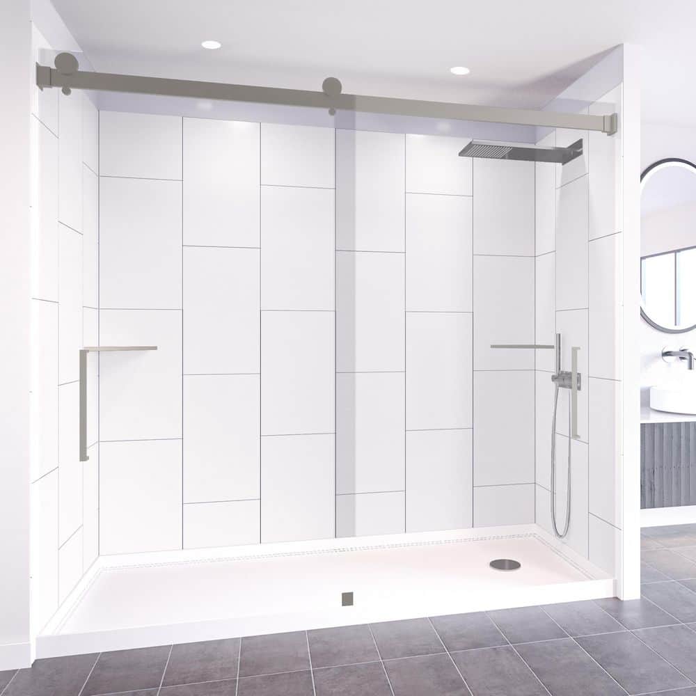 NuVo Winter White-Tetherow 60 in. x 32 in. x 83 in. Base Wall Door ...