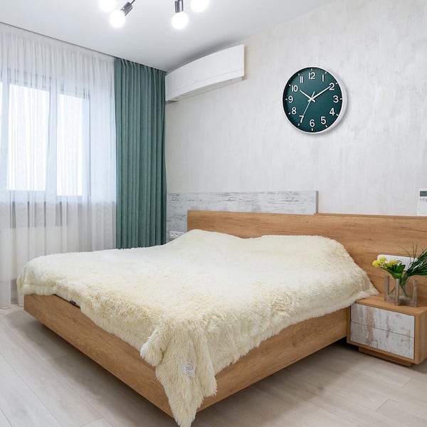 12 in. Dark Green Silent Non-Ticking Modern Wall Clock YAN8TB - The ...