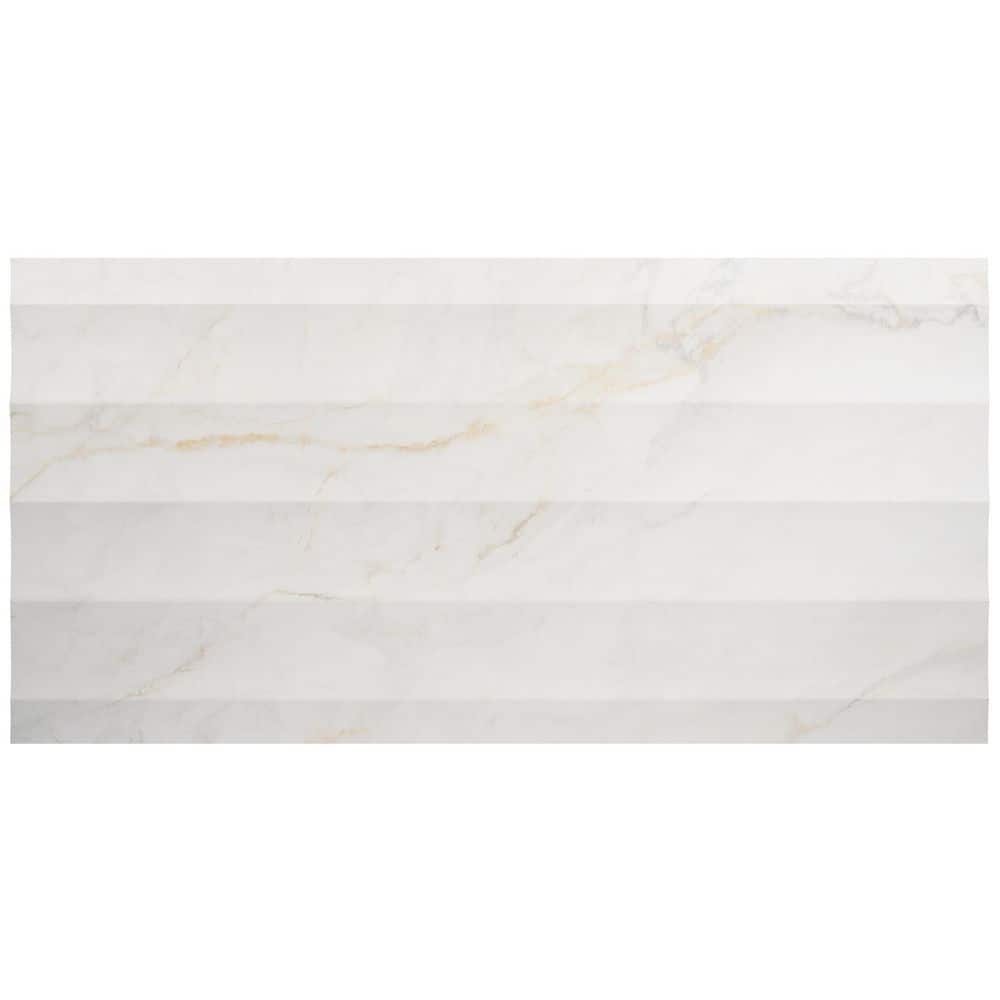 Ivy Hill Tile Auramar Waves Apuano Oro White 8 in. x 0.39 in. 3D ...