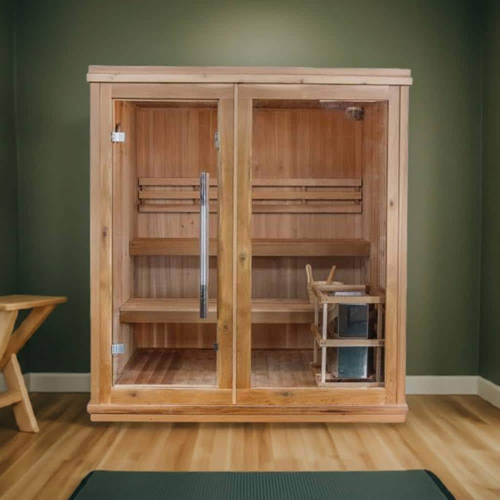 SUNRAY SAUNAS Charleston 4-Person Indoor Hemlock Wet/Dry Sauna with 6.0 ...