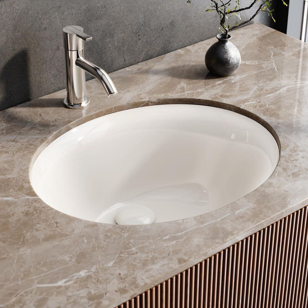 Ruvati Krona 19 in. x 16 in. Undermount Bathroom Sink in Biscuit ...