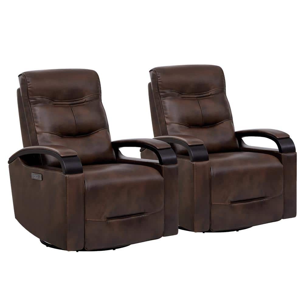 Spruce & Spring Seraphina Cognac Genuine leather Power Swivel Glider ...
