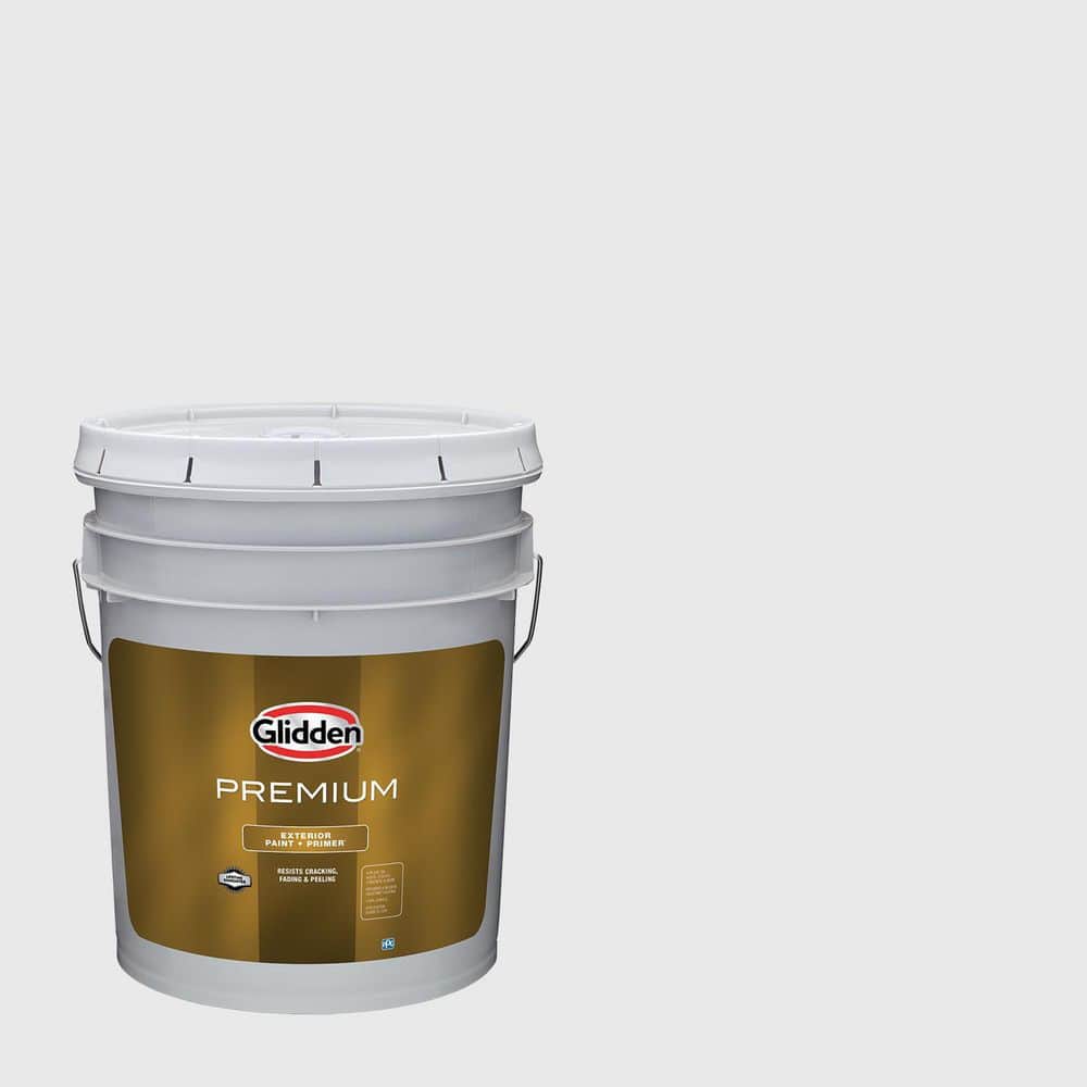 Glidden Premium 5 gal. PPG1043-1 Snowbank Satin Exterior Latex Paint ...