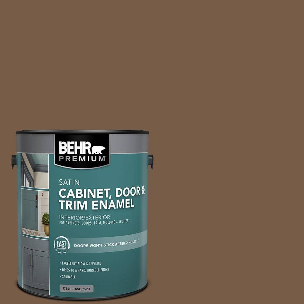 BEHR PREMIUM 1 gal. #N250-7 Mission Brown Satin Enamel Interior ...