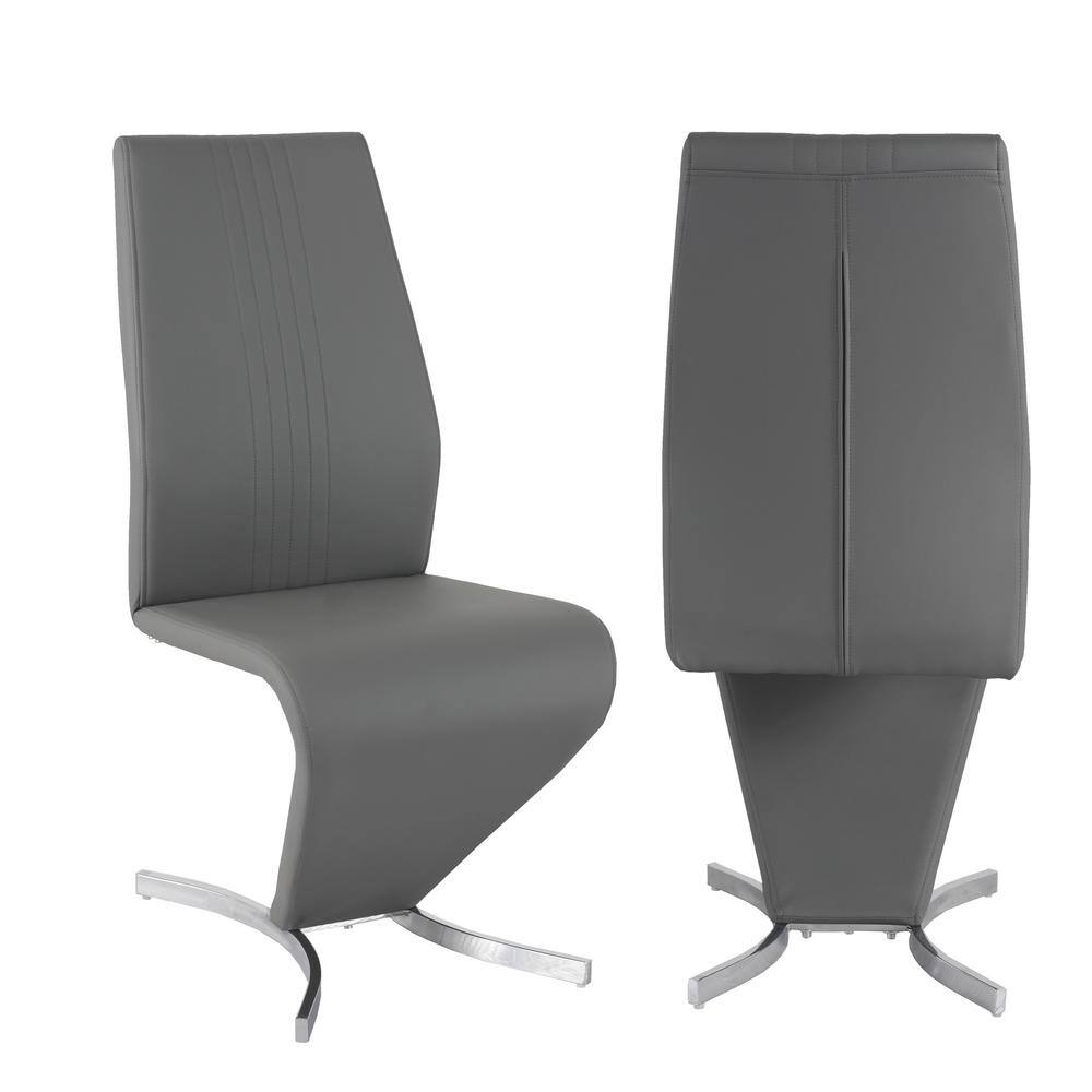 Modern Contemporary PU Upholstery Z-Shape Chair In Gray Set of 2 425027 ...