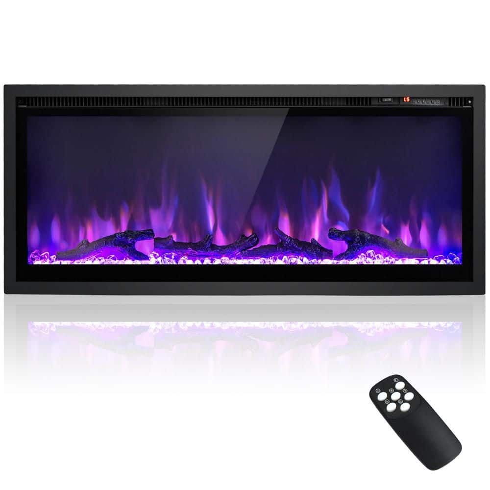 HONEY JOY 42 in. Electric Fireplace, Linear Fireplace Insert w/ Remote ...
