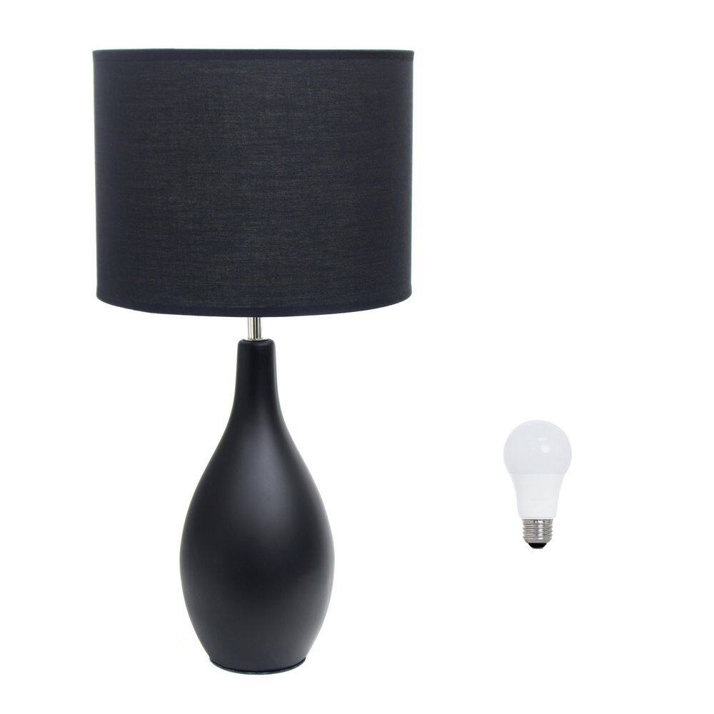 Simple Designs 18.11 in. Oval Bowling Pin Base Ceramic Table Lamp with ...