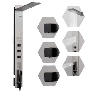 HOMEMYSTIQUE Dual 4-in-1, 2-Jet Shower Panel Tower System with Rainfall ...