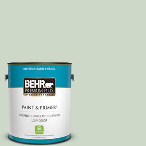 BEHR PREMIUM PLUS 8 oz. #450E-2 April Mist Satin Enamel Interior ...