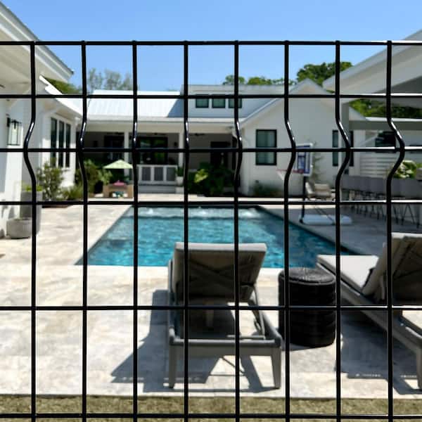 FORGERIGHT 5 ft. H x 6 ft. W Deco Grid Black Steel Fence Panel 868004 ...
