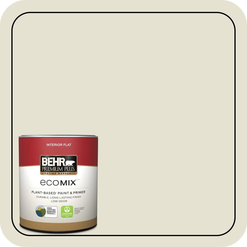 BEHR PREMIUM PLUS 1 qt. #73 Off White Flat EcoMix Plant-Based Interior ...