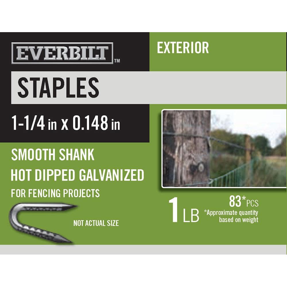 Everbilt 1-1/4 in. Staples Hot Dipped Galvanized 1 lb (Approximately 83 ...