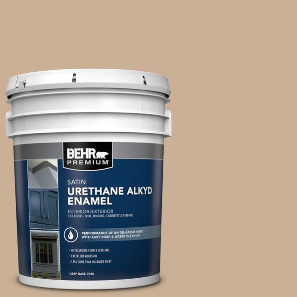 BEHR PREMIUM 5 gal. #N260-3 Polo Tan Urethane Alkyd Satin Enamel ...