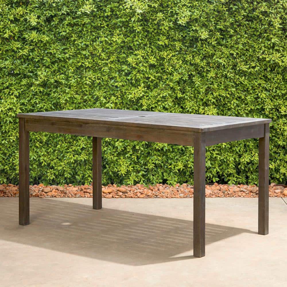 FORCLOVER Grey-washed Rectangular Farmhouse Wood Outdoor Patio Dining ...