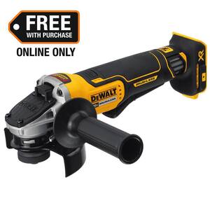 DEWALT 20-Volt MAX Cordless Brushless 4-1/2 in. Angle Grinder with Slide Switch (Tool Only ...