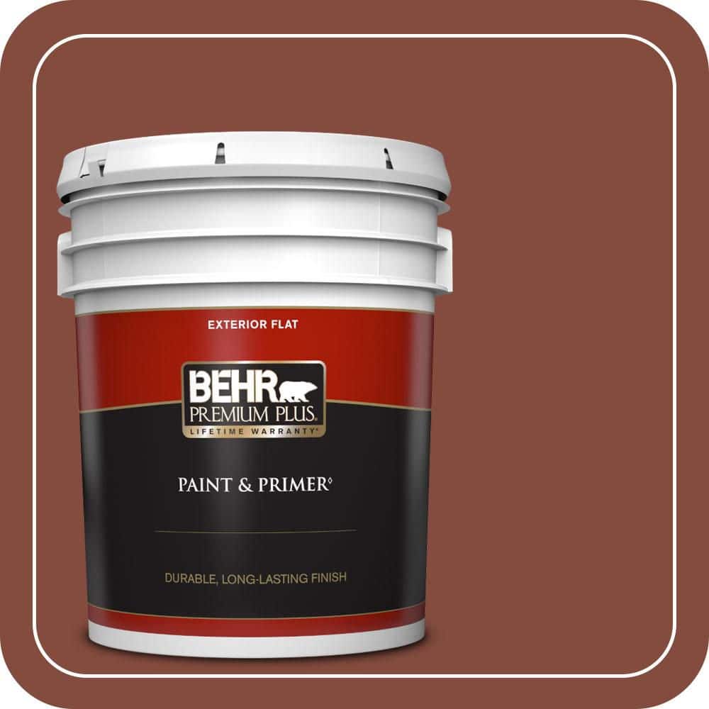 BEHR PREMIUM PLUS 5 gal. #S160-7 Red Chipotle Flat Exterior Paint ...