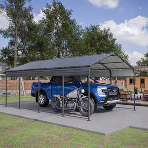 12 ft. W x 20 ft. D Metal Carport All Weather Outdoor Car Shelter Heavy ...