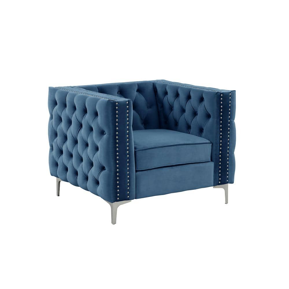 Morden Fort Blue Modern Accent Chair with Deep Dutch Velvet 8506-BLUE-1 ...