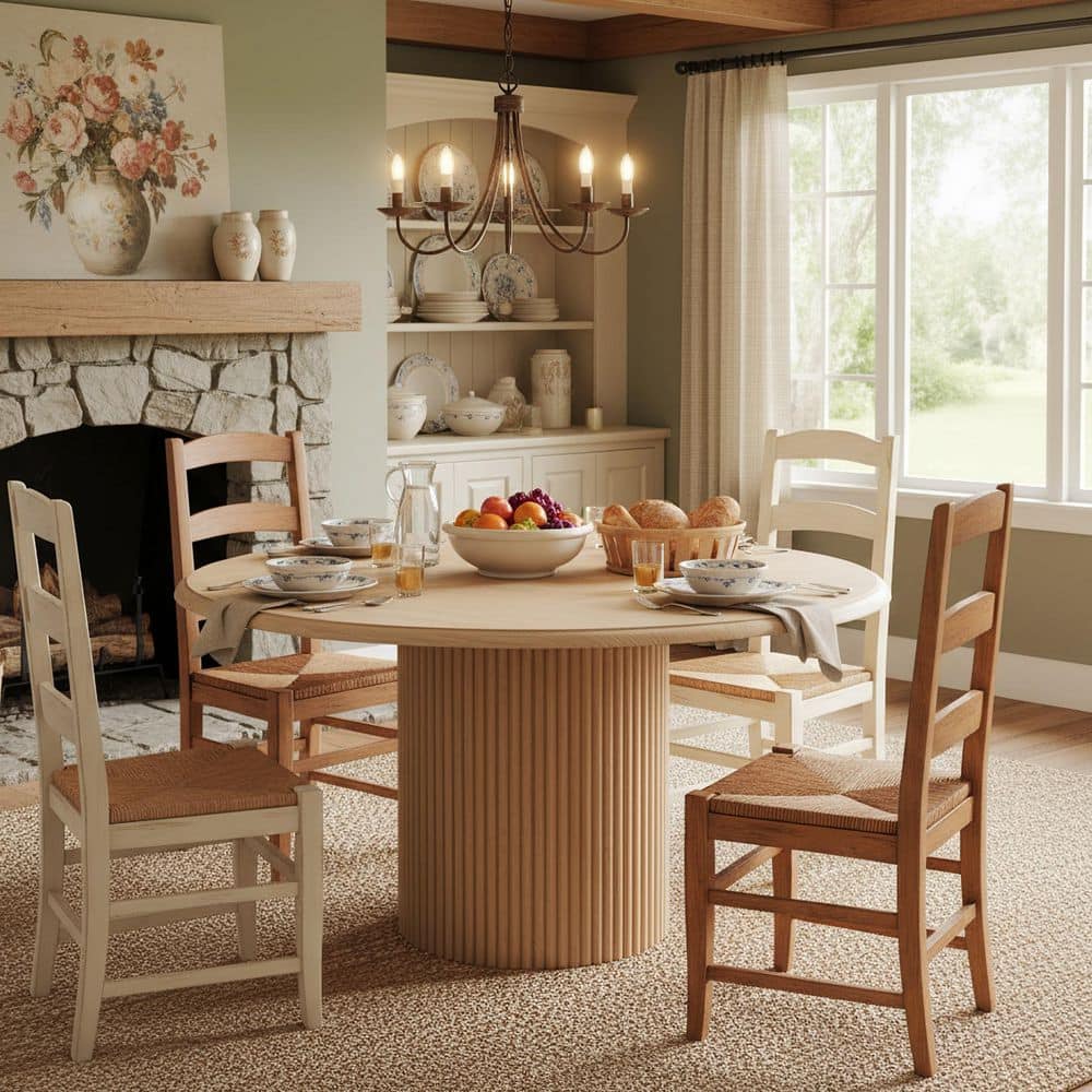 Reviews for BYBLIGHT Moronia Oak Round Wood 47 in. Pedestal Dining ...