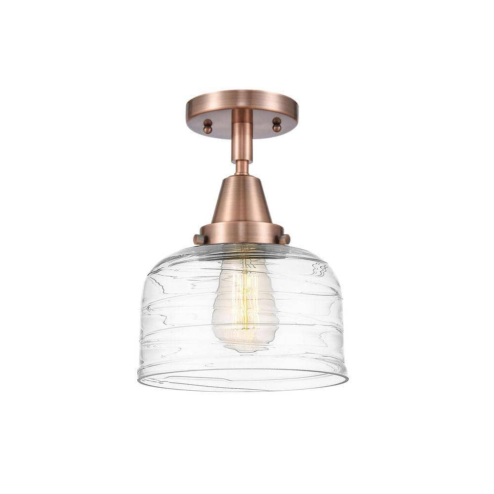 Innovations Bell 8 in. 1-Light Antique Copper Industrial Flush Mount ...