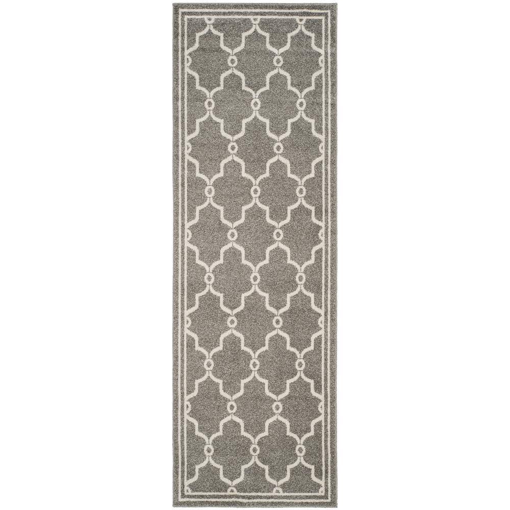 SAFAVIEH Amherst Dark Gray/Beige 2 ft. x 11 ft. Geometric Diamond ...