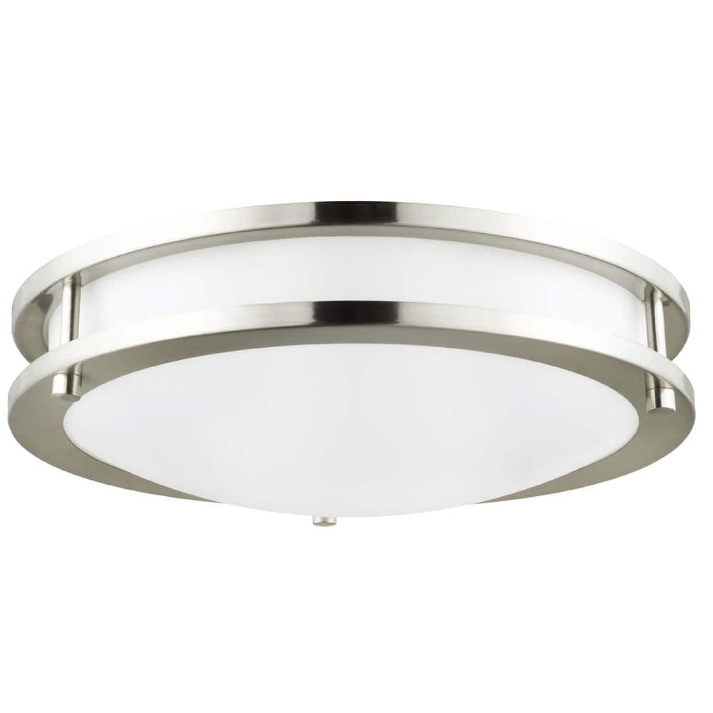 ENERGETIC LIGHTING E3FMB LED 12 in. Brushed Nickel Round Double Ring ...
