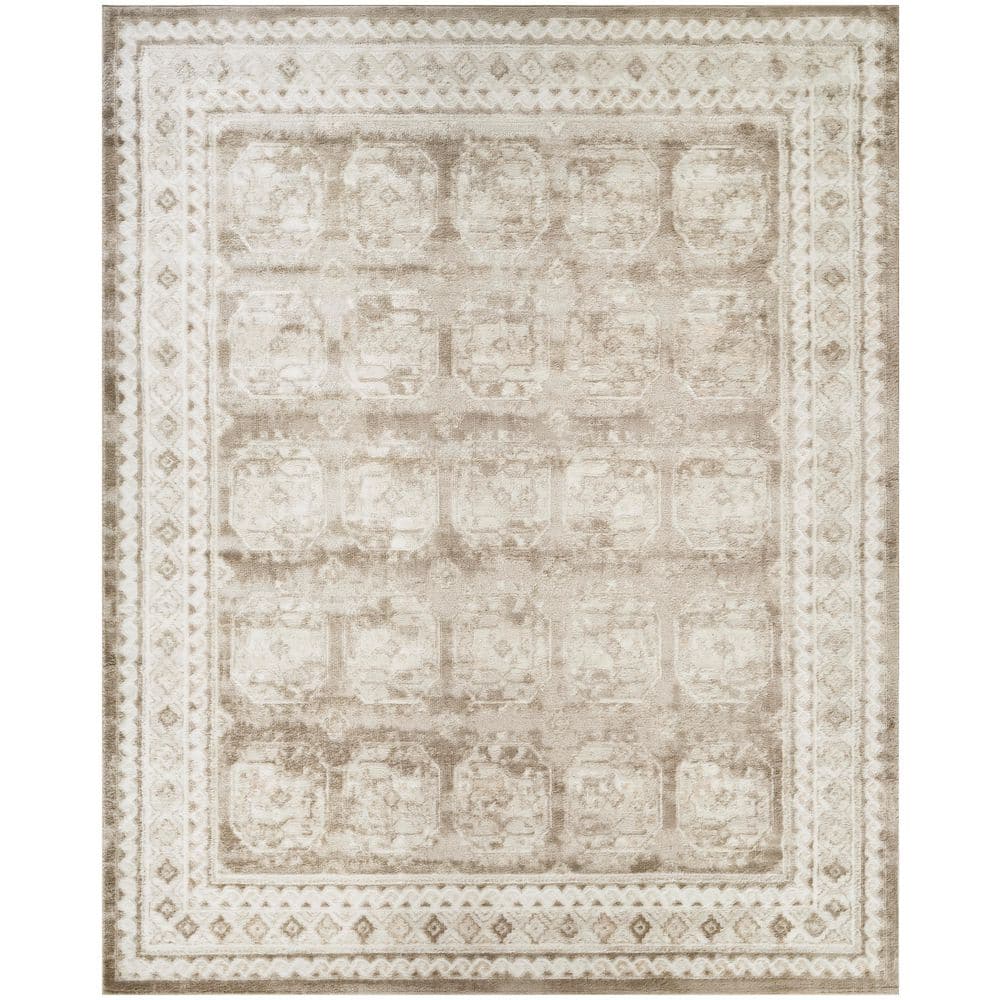 Nourison Dekor Ivory Taupe 8 ft. x 10 ft. Geometric Traditional Area ...