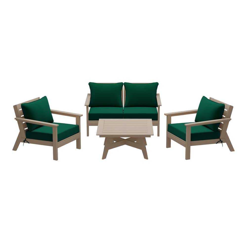 WESTIN OUTDOOR Birchwood Weathered Wood Arrangeable 5-Piece Outdoor ...