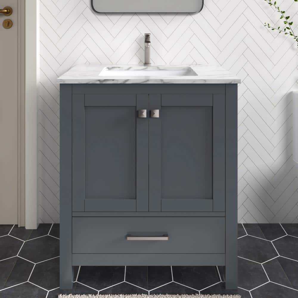 HOMEVY STUDIO Anneliese 30 in. W x 21 in. D x 35 in. H Single Sink ...