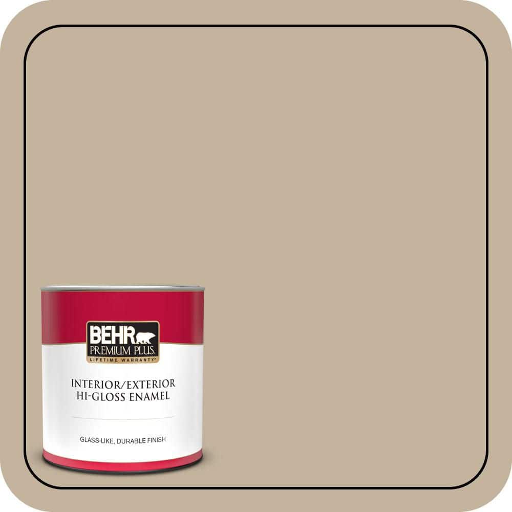 BEHR PREMIUM PLUS 1 qt. #BNC-03 Essential Brown Hi-Gloss Enamel ...