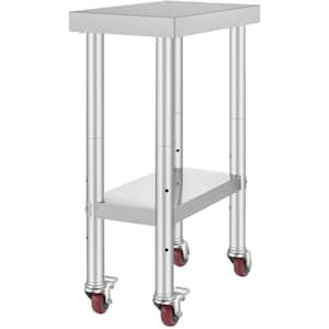 SKYSHALO Silver Stainless Steel Rolling Table 24 x 18 x 34 in. Kitchen ...