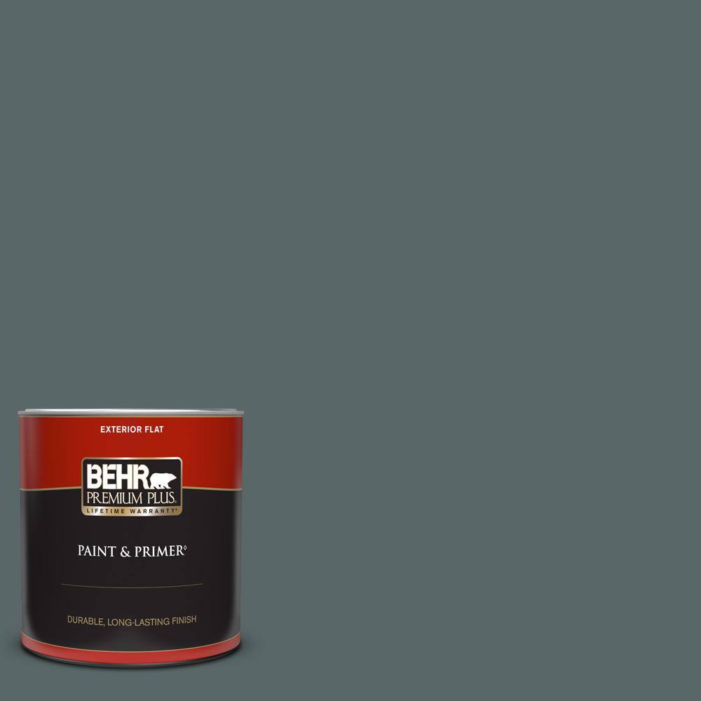 BEHR PREMIUM PLUS 1 qt. #N440-6 Brooklyn Flat Exterior Paint & Primer ...