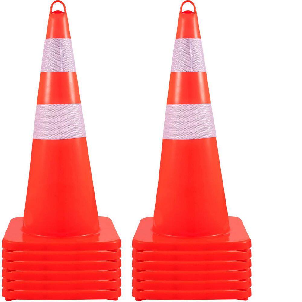 SKYSHALO Safety Cones, 12 Pieces Traffic Cones, 28 in. PVC Orange ...
