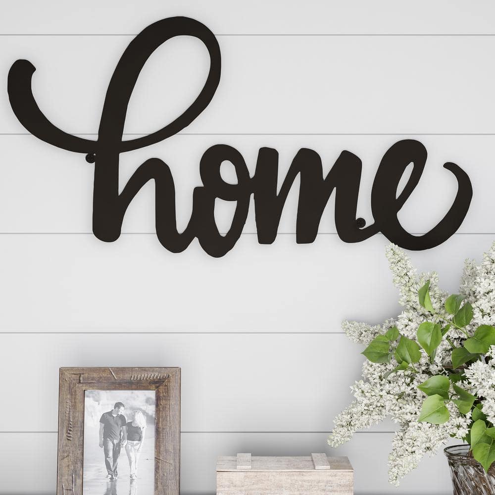 Lavish Home "Home" Metal Cutout Sign HW0200052 - The Home Depot