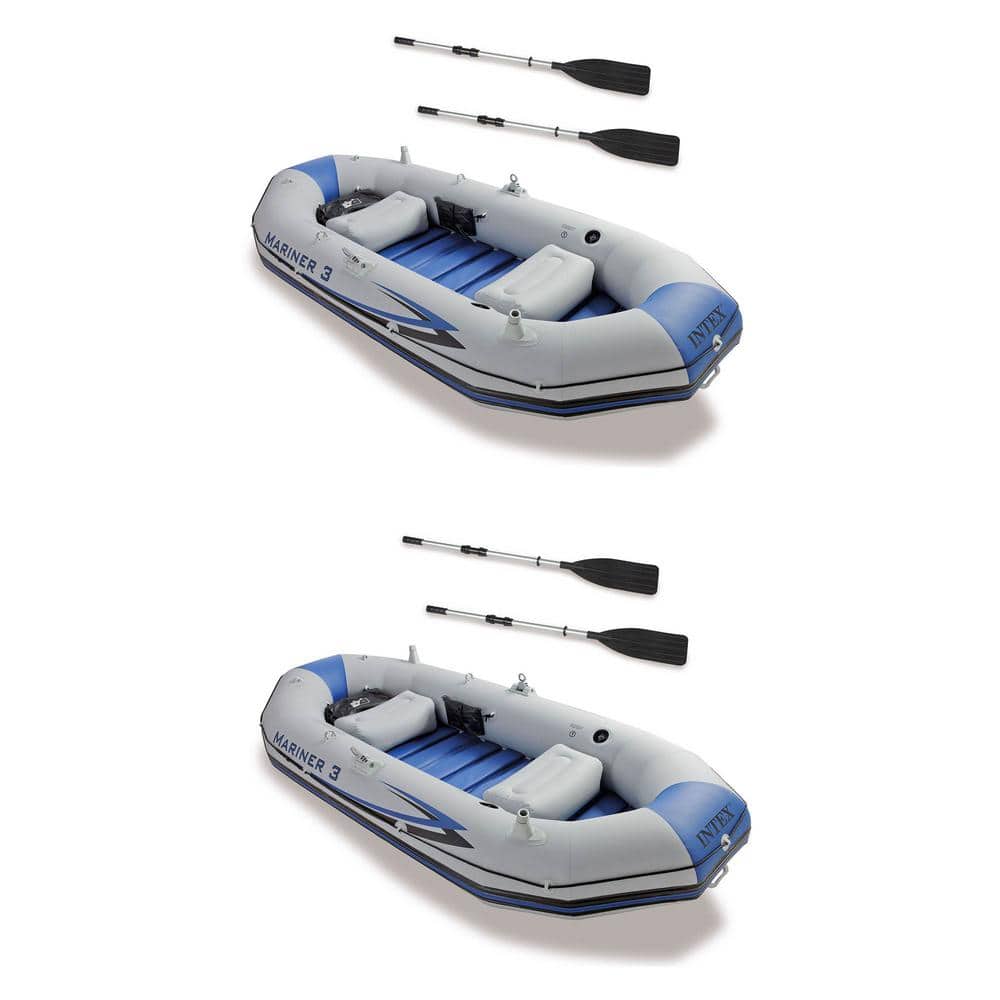Intex Mariner 3-Person Inflatable River/Lake Dinghy Boat and Oars Set ...