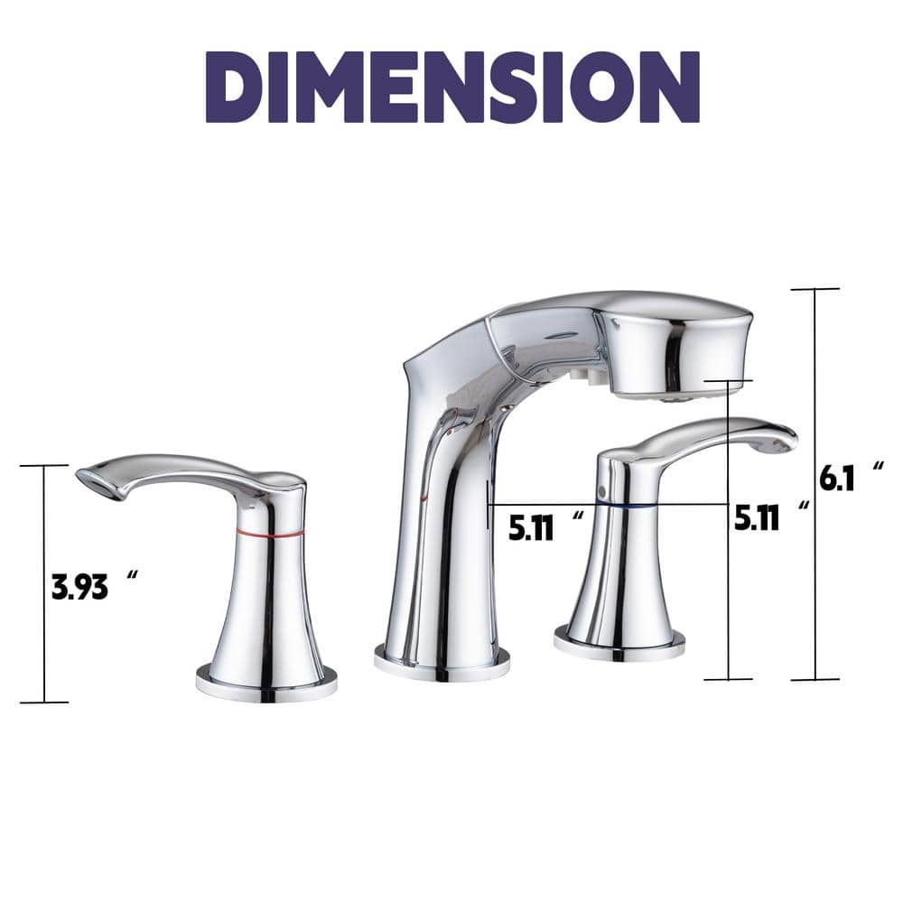 Tahanbath Titus Double Handle Wall Mounted Bathroom Faucet in Chrome Z ...