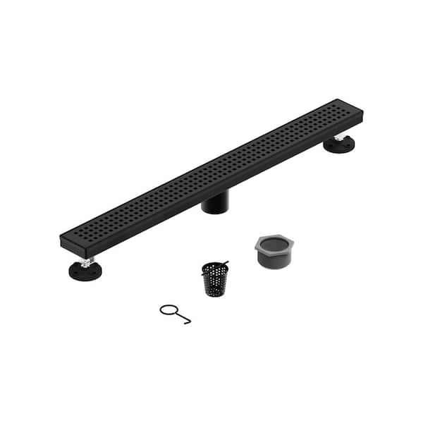 HOMEMYSTIQUE 28 in. Linear Shower Drain, Removable Grid Grate 304 ...
