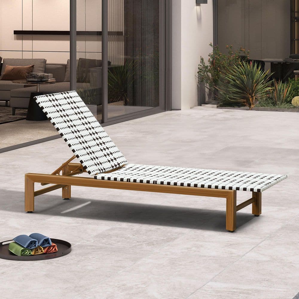 PURPLE LEAF Standard 1-Piece Straight Woven Rattan Aluminum Adjustable ...