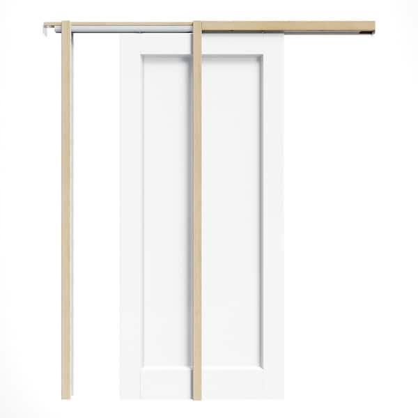 ARK DESIGN 36 in. x 80 in. Paneled Blank White Primed Wood Sliding ...